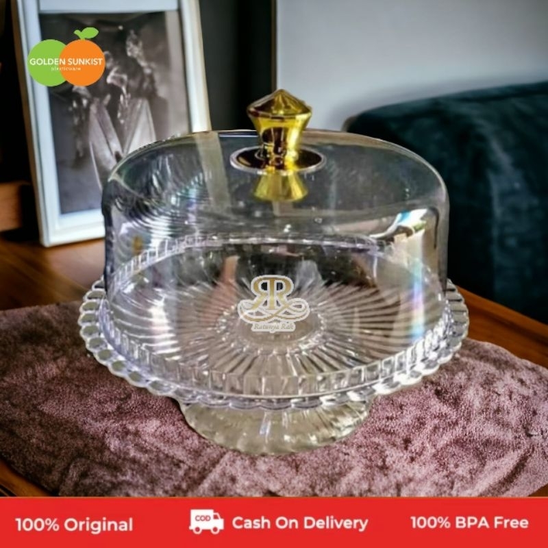 Jual Golden Tempat Kue Transparan Tempat Kue Bolu dengan tutup | Shopee ...