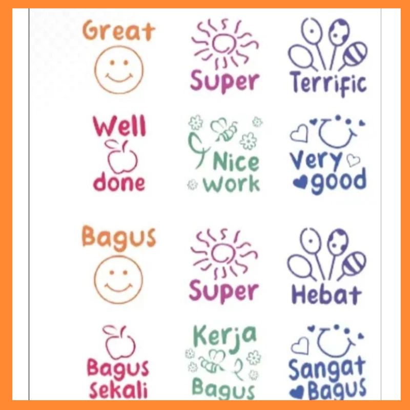 Jual stempel reward SD bahasa inggris+indo stempel alis buku custom ...