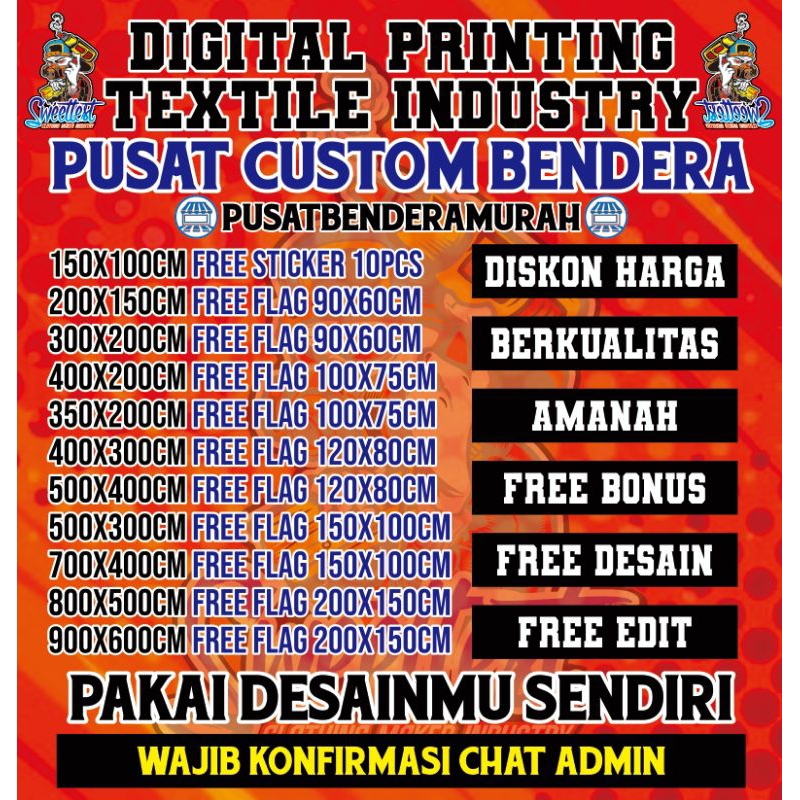 Jual 1 HARI JADI BUKTIKAN !! BENDERA CUSTOM PAKAI DESAIN SENDIRI BONUS ...