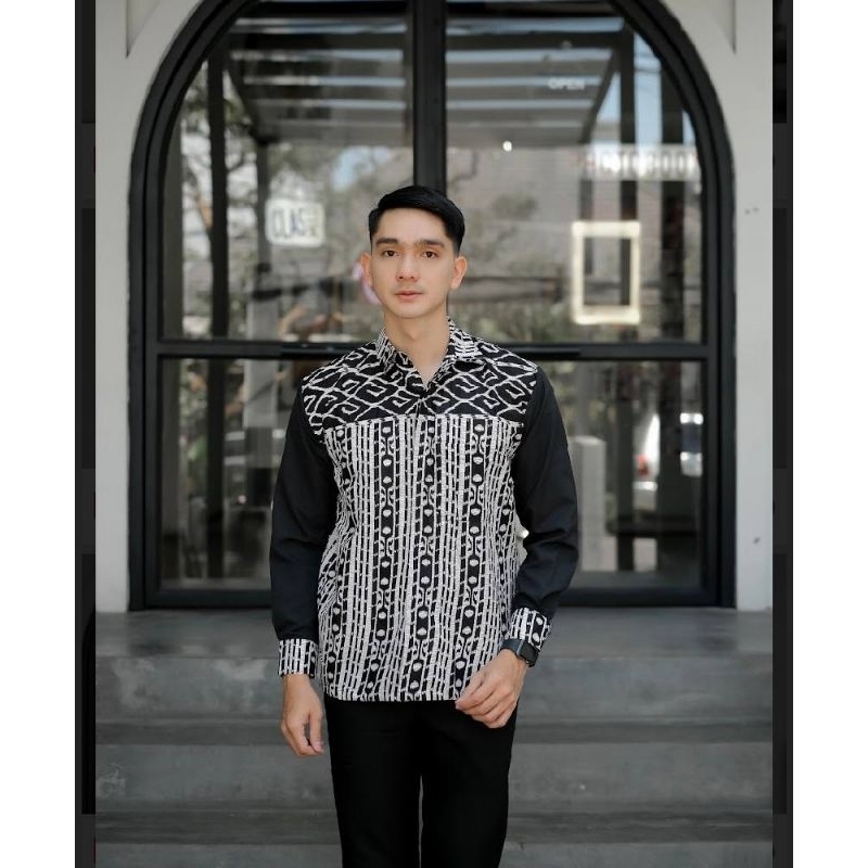 Jual Batik Hitam Manis Kemeja Batik Hitam Pria Lengan Panjang Kemeja ...