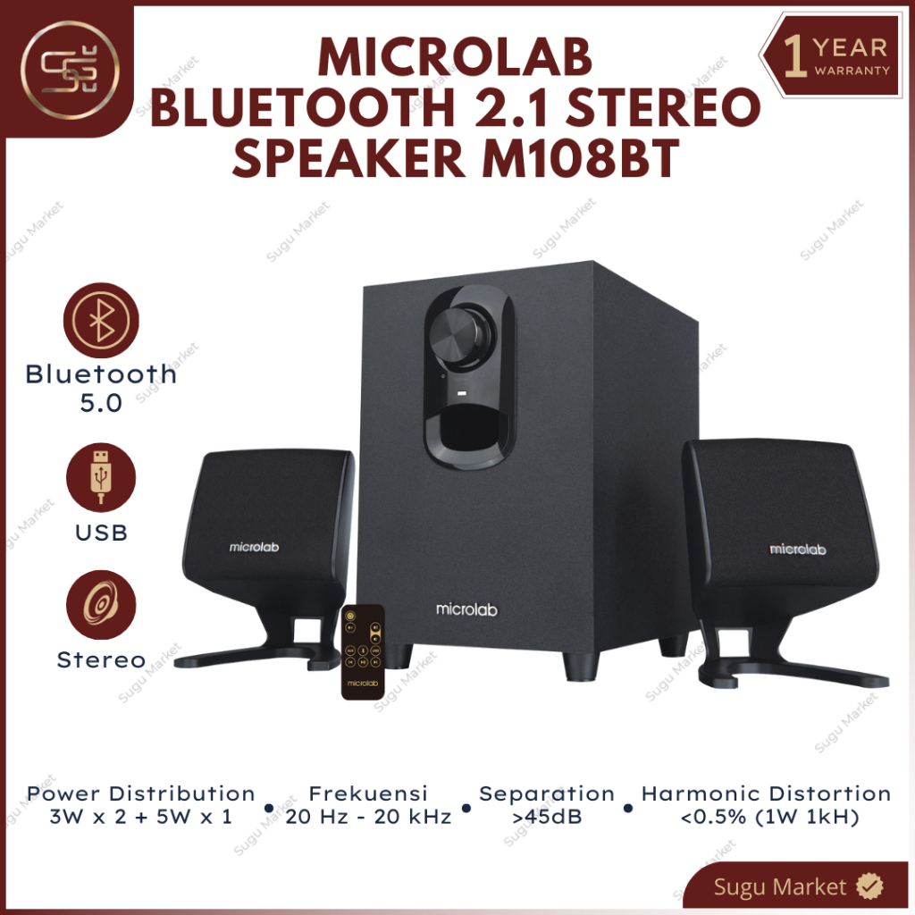 Jual MICROLAB M-108BT STEREO BLUETOOTH SPEAKER 2.1 BLACK | Shopee Indonesia