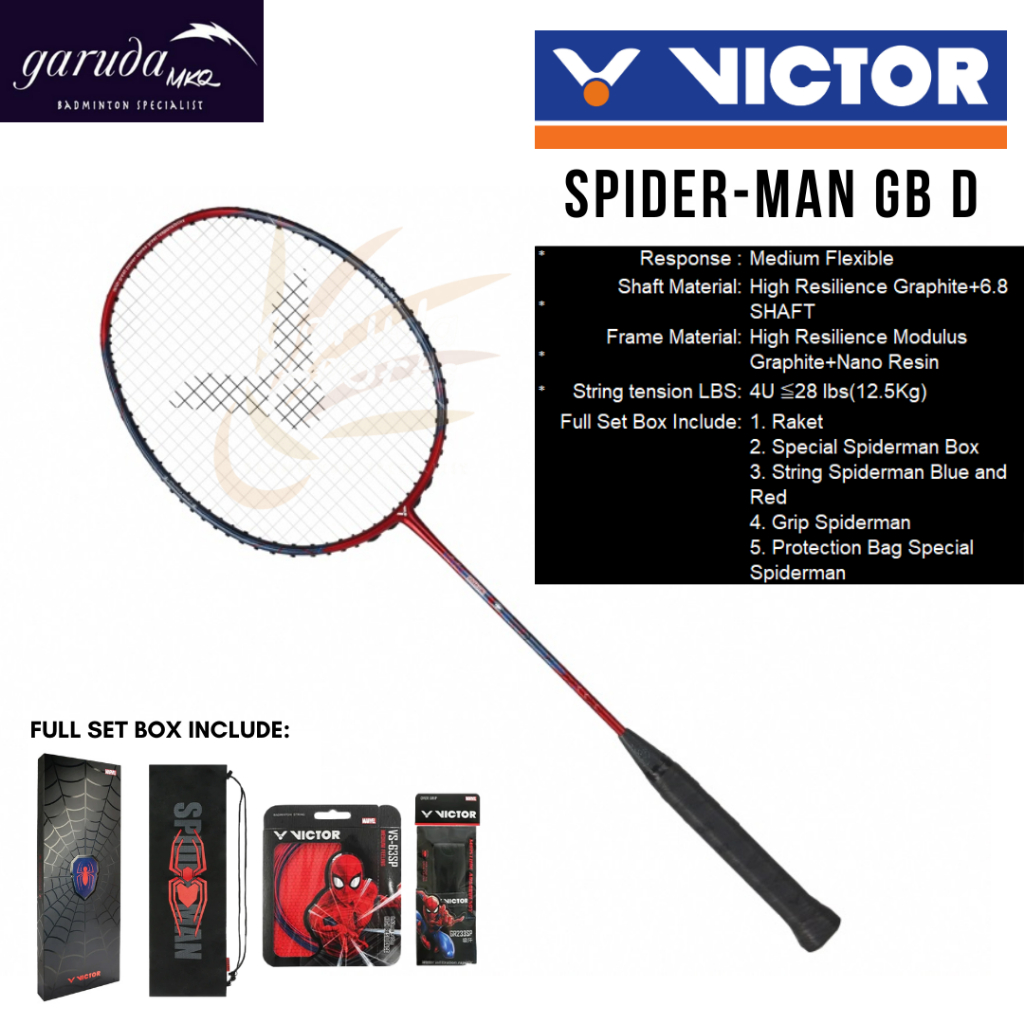 Jual Raket Badminton VICTOR X Marvel Spiderman D Limited Edition II GB ...