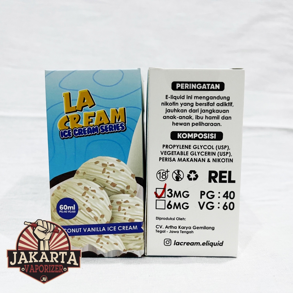 Jual LA CREAM ICE CREAM COCONUT VANILLA 60ML 3MG 6MG BY LEVICA JUICE ...