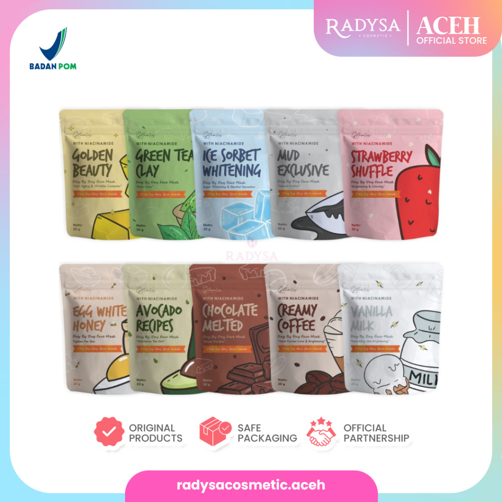 Jual 𝐑𝐀𝐃𝐘𝐒𝐀 - Lea Gloria 50 gram / Masker Bubuk / Mask / Masker Organik | Shopee Indonesia