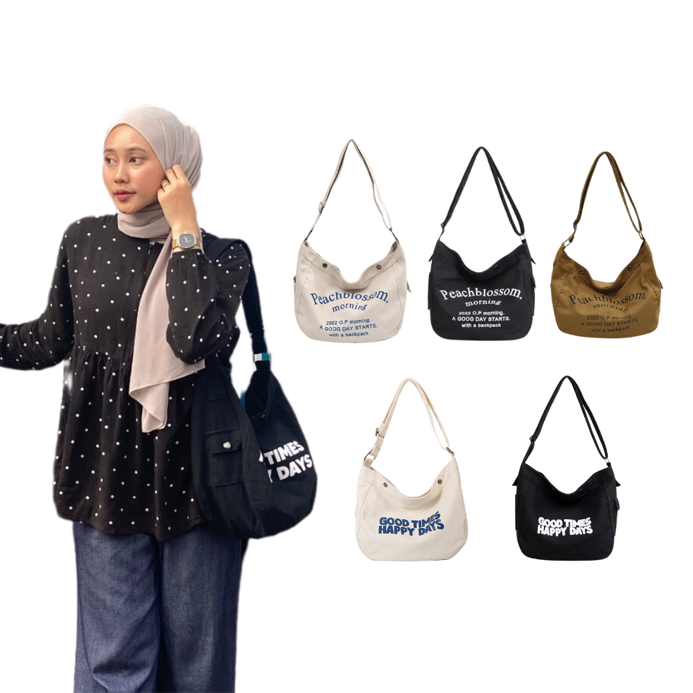 Jual Tas Selempang Bahu Kanvas/Canvas unisex pria dan wanita motif GOOD ...