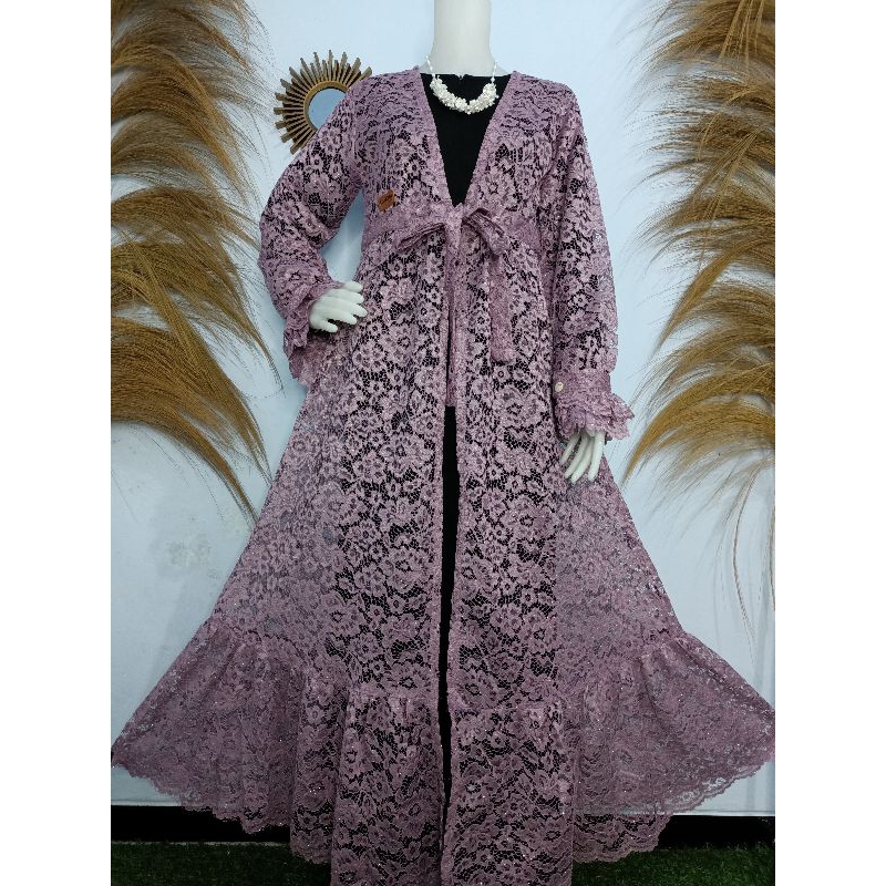 Jual Outer cardigan brokat/long outer brokat wanita | Shopee Indonesia
