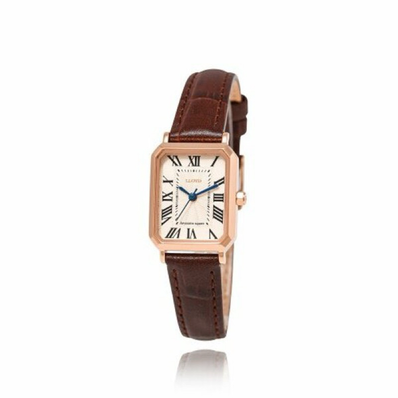 Jual LLOYD Awesome Square Signature Brown Gold Leather Watch | Shopee ...