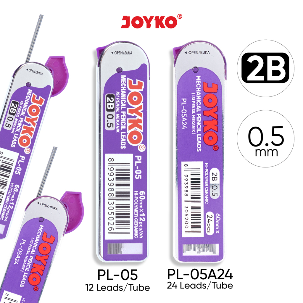 Jual Pencil Lead Isi Pensil Mekanik Joyko PL-05 2B 0.5 mm | Shopee ...