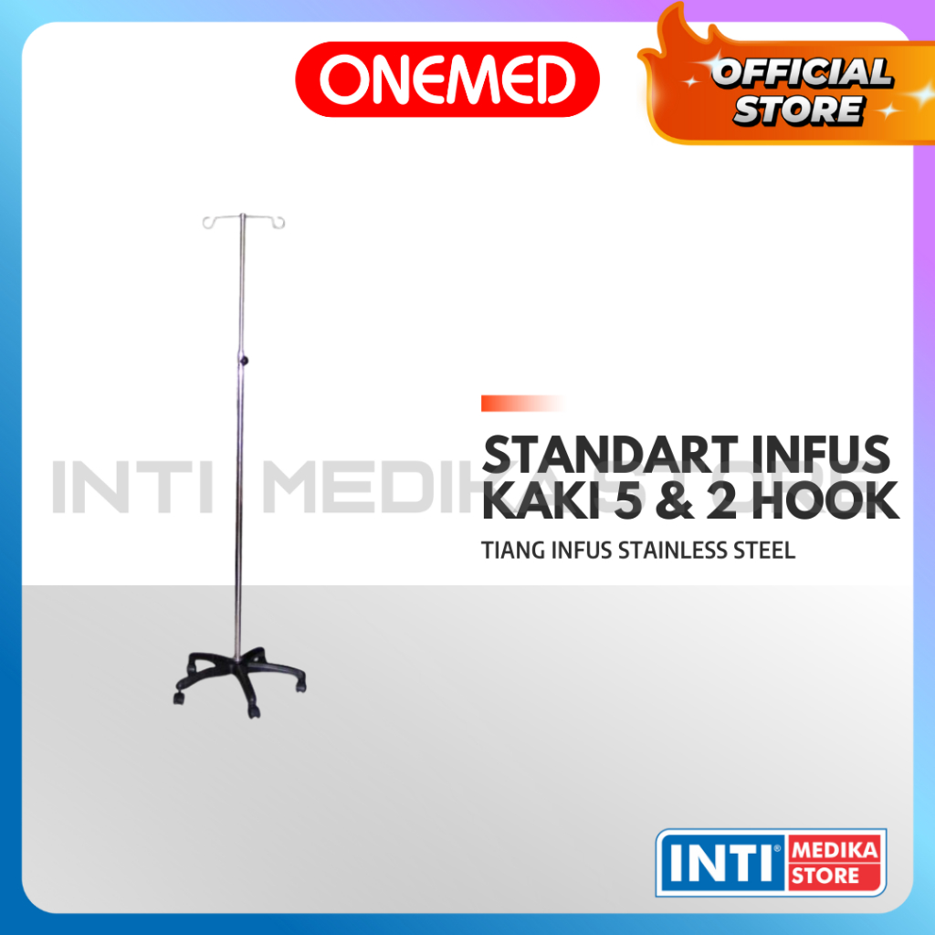 Jual ONEMED - Tiang Infus Stainless Steel | Standar Kaki 5 & 2 Hook ...
