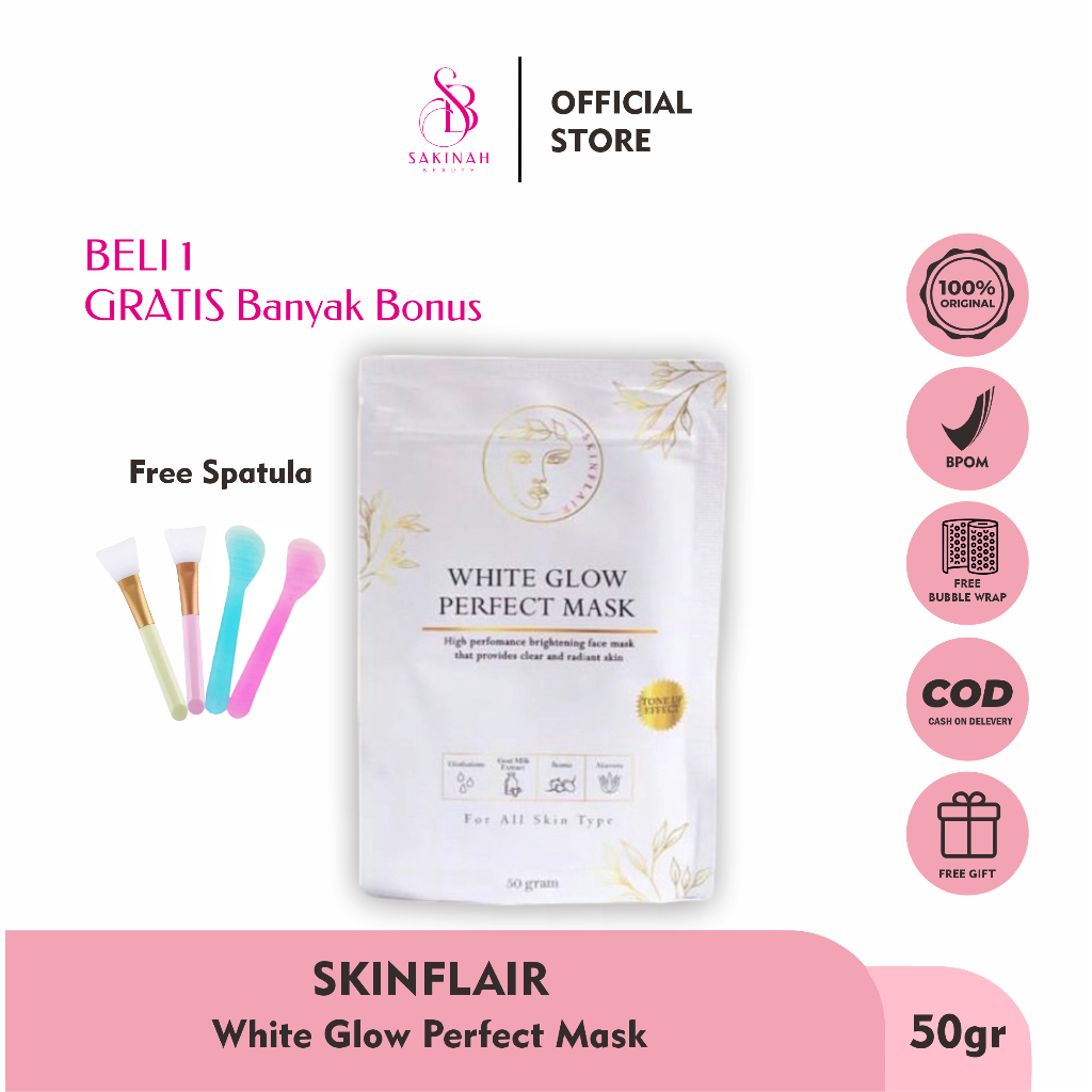 Jual READY SKINFLAIR WHITE GLOW PERFECT MASK POWDER MASKER WHITENING ...