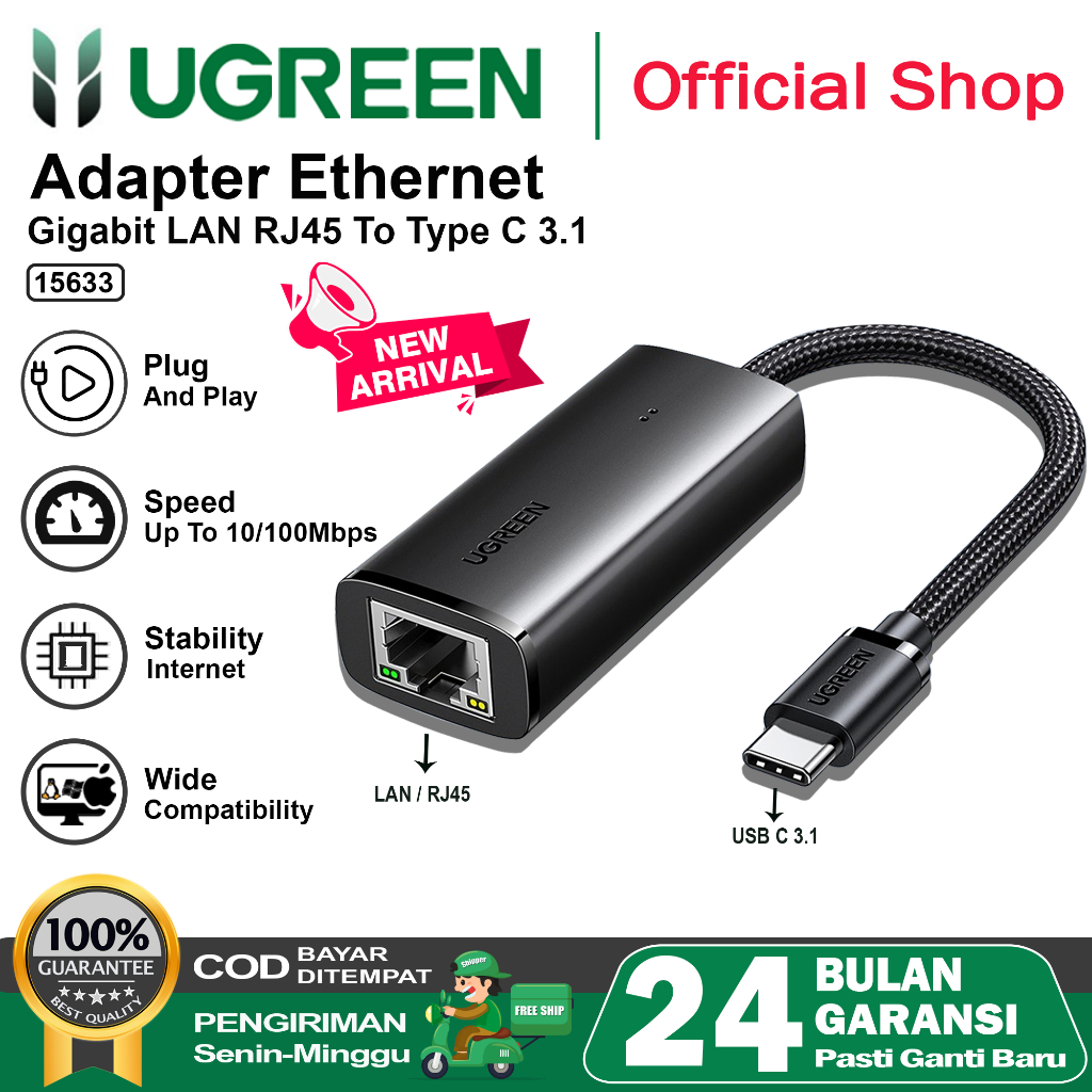 Jual UGREEN USB 3.0 To Lan Rj45 Dan Type C To Lan Rj45 Gigabit Ethernet ...