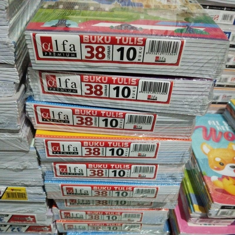 Jual buku tulis isi 38 lembar merek alfa premium per packisi 10 buku ...