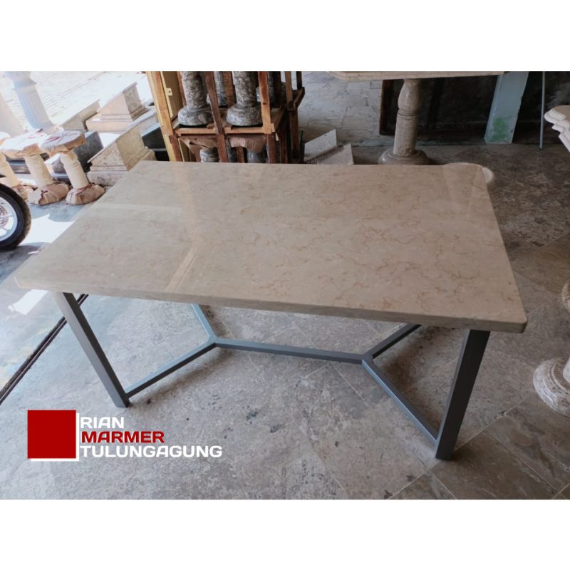 Jual Meja Makan Batu Marmer Putih Variasi Kaki Besi Abu abu | Shopee ...
