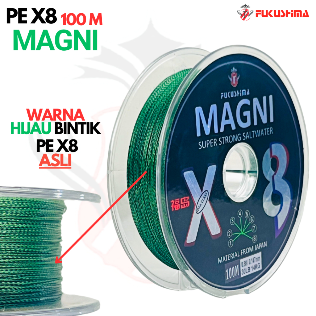Jual Senar Pancing PE X8 100 Meter Connecting Warna Hijau Bunglon Bintik Fukushima Magni ...
