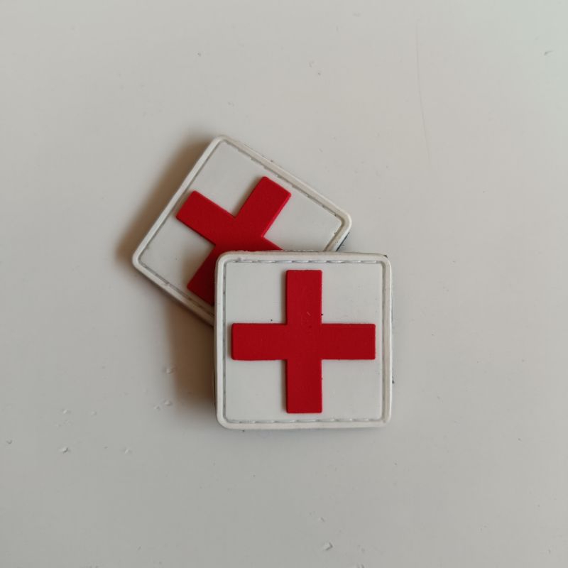 Jual patch rubber logo cross dasar putih kecil - medic - pmi - tempelan ...