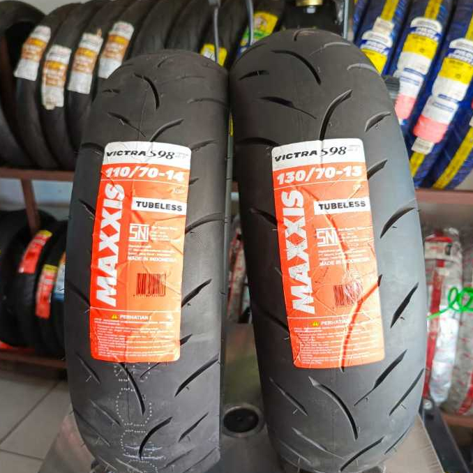 Jual Ban luar Maxxis 1 Set VICTRA 110/70-14 & 130/70-13 tubeless untuk ...