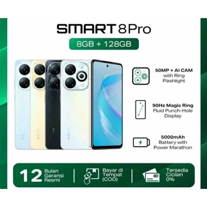 Jual INFINIX SMART 8 PRO RAM 8GB/128GB GARANSI RESMI TERBARU | Shopee ...