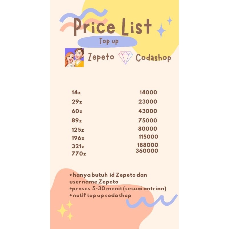 Jual Top up Vi id zepeto notif codashop 14 zem | Shopee Indonesia