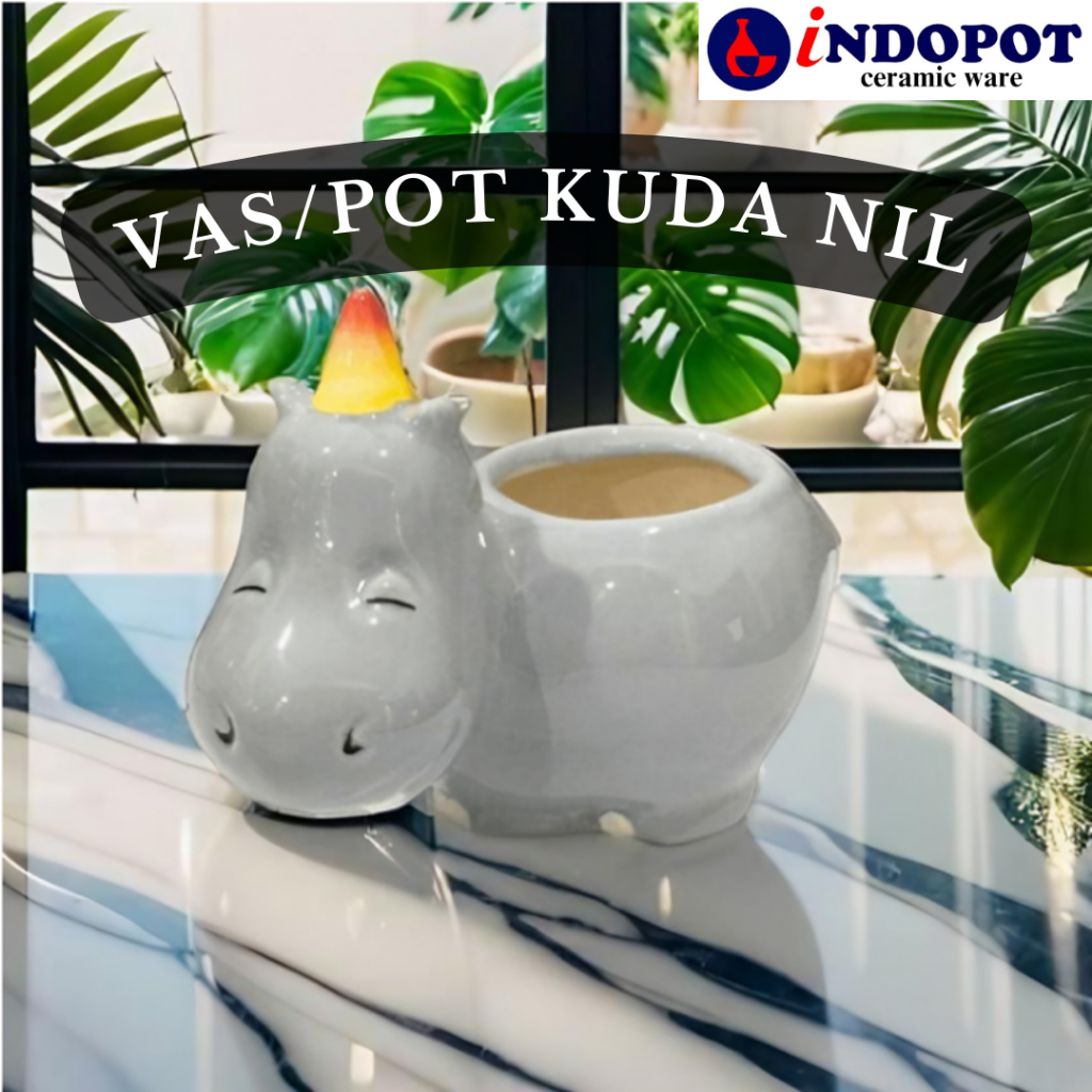 Jual Vas Pot Keramik Model Kuda Nil bisa untuk dekorasi rumah berbagai ...