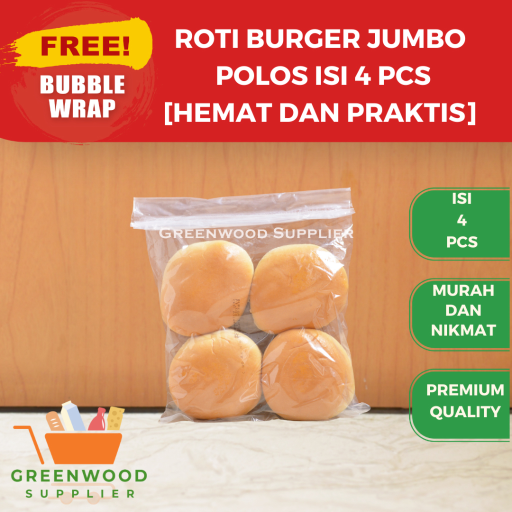 Jual [Jumbo Polos] Roti Burger / Burger Bun - 4 Pcs | Shopee Indonesia