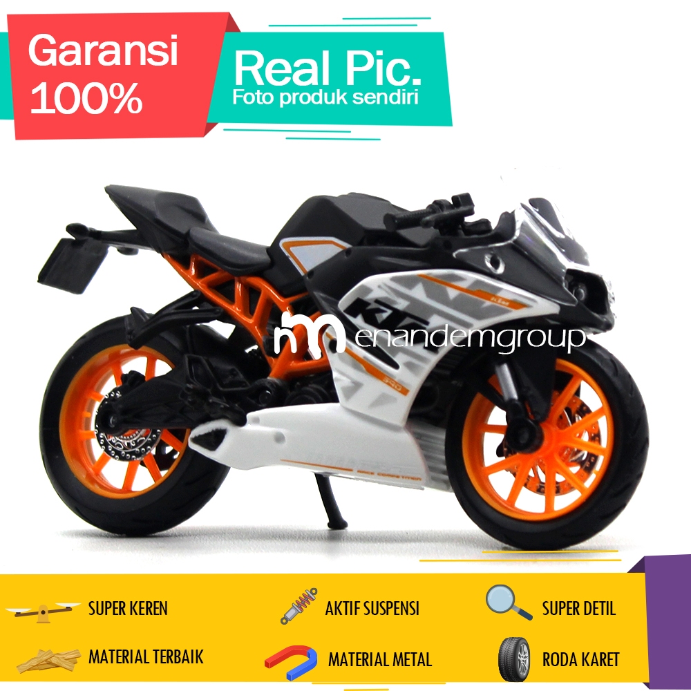 Jual Diecast Miniatur Mainan Motor Balap Moge KTM RC 390 Aktif Supensi ...