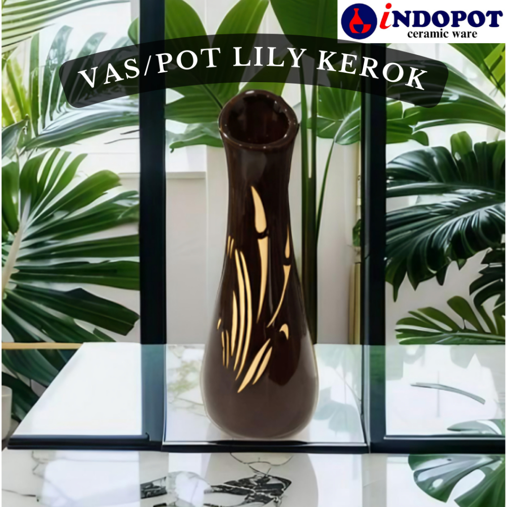 Jual Vas Pot Keramik Model Lily Kerok Warna bisa untuk dekorasi rumah ...