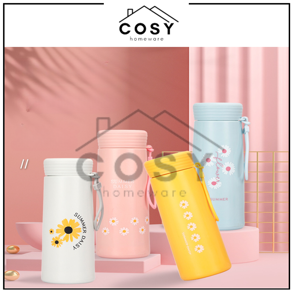 Jual COSY Botol Minum Motif Bunga Daisy 420ML Botol Minum Dengan Tutup ...