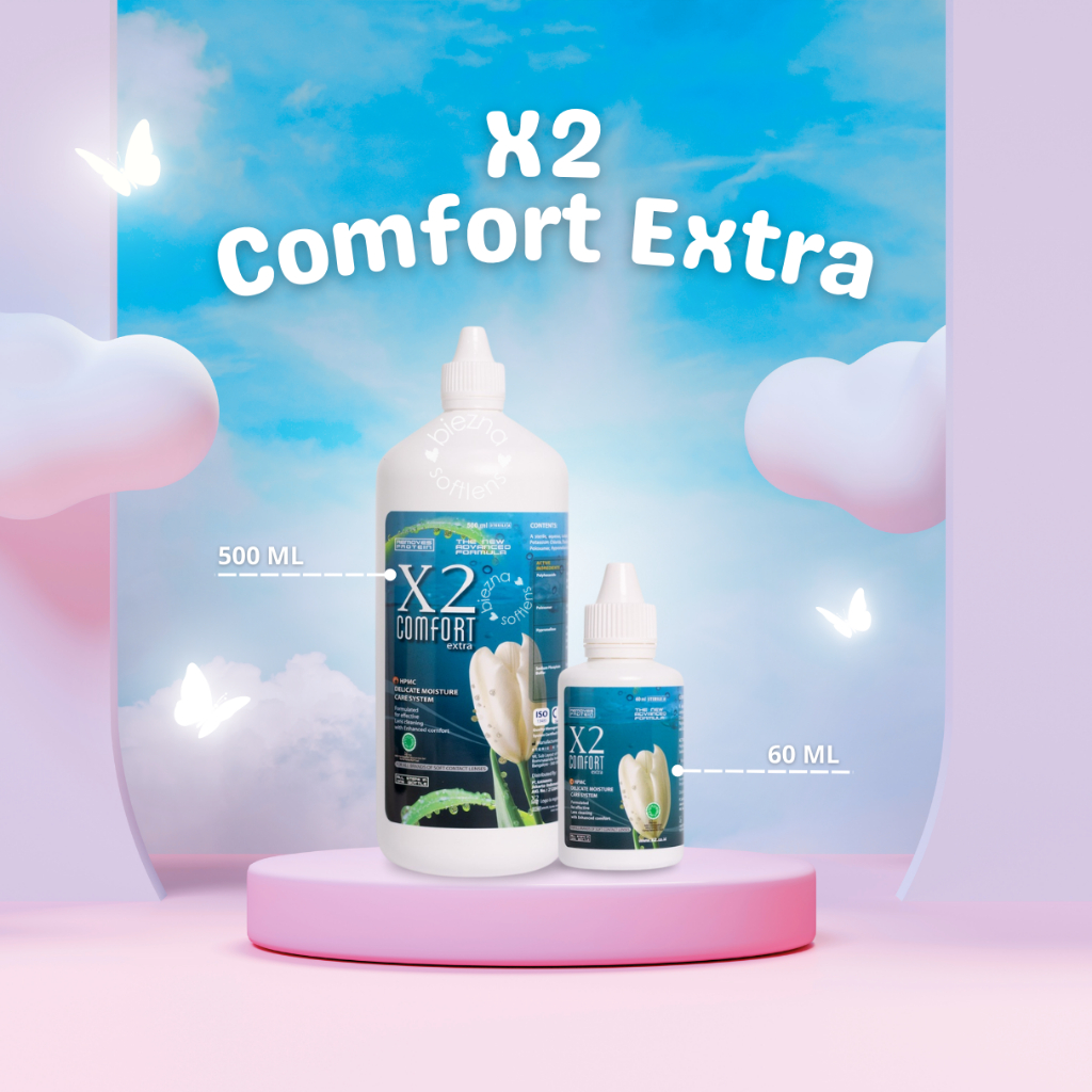 Jual Cairan Softlens X2 Comfort Extra 60ml dan 500ml | Shopee Indonesia