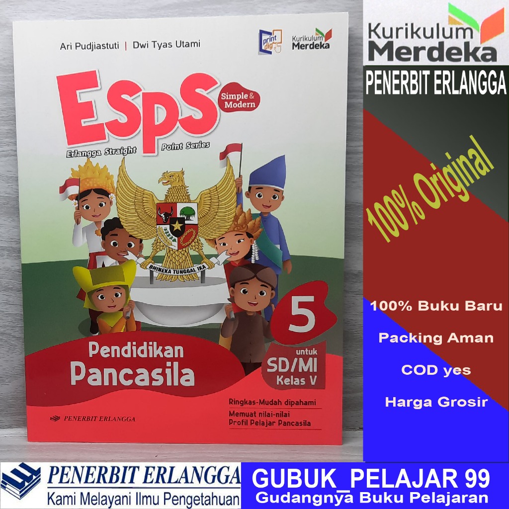 Jual ESPS Pendidikan Pancasila Kelas 5 SD/MI Erlangga Kurikulum Merdeka Revisi 2023 ISBN: 978 ...