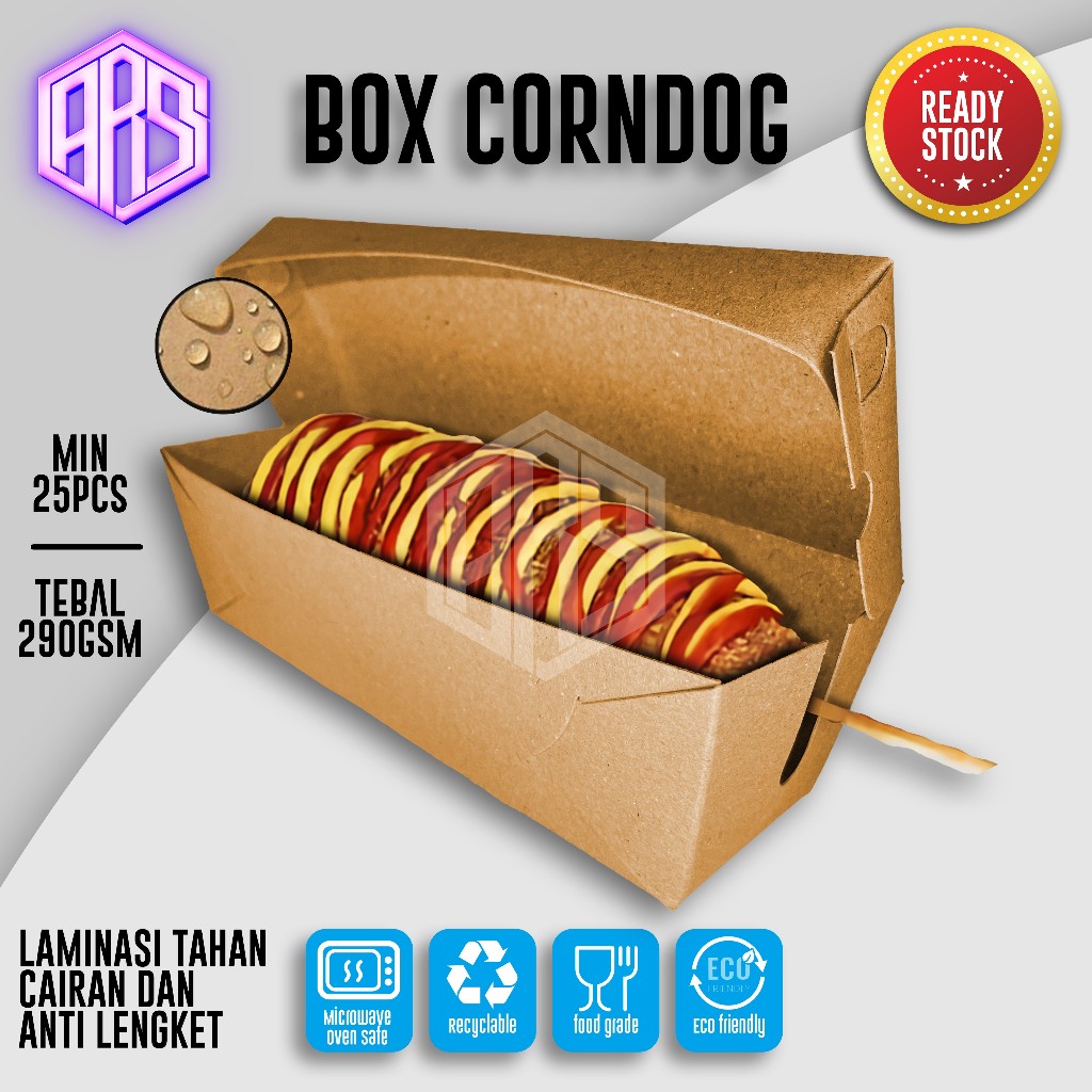 Jual Box corn dog/ Kotak corndog/ Dus kemasan Sosis Bakar Kraft 290gsm ...