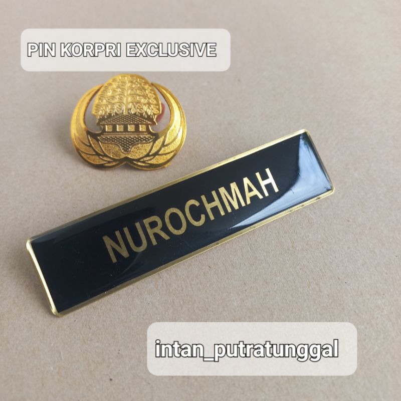 Jual Papan Nama Kuningan Lapis Resin + Pin Korpri Bangkok Exclusive ...