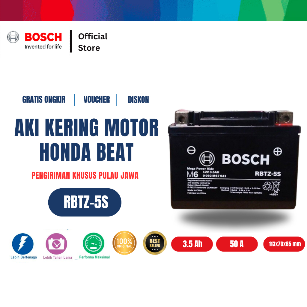 Jual Bosch Aki Kering Motor Honda Beat fi, Beat Karbu, dan Beat Sporty - Maintenance Free - RBTZ ...