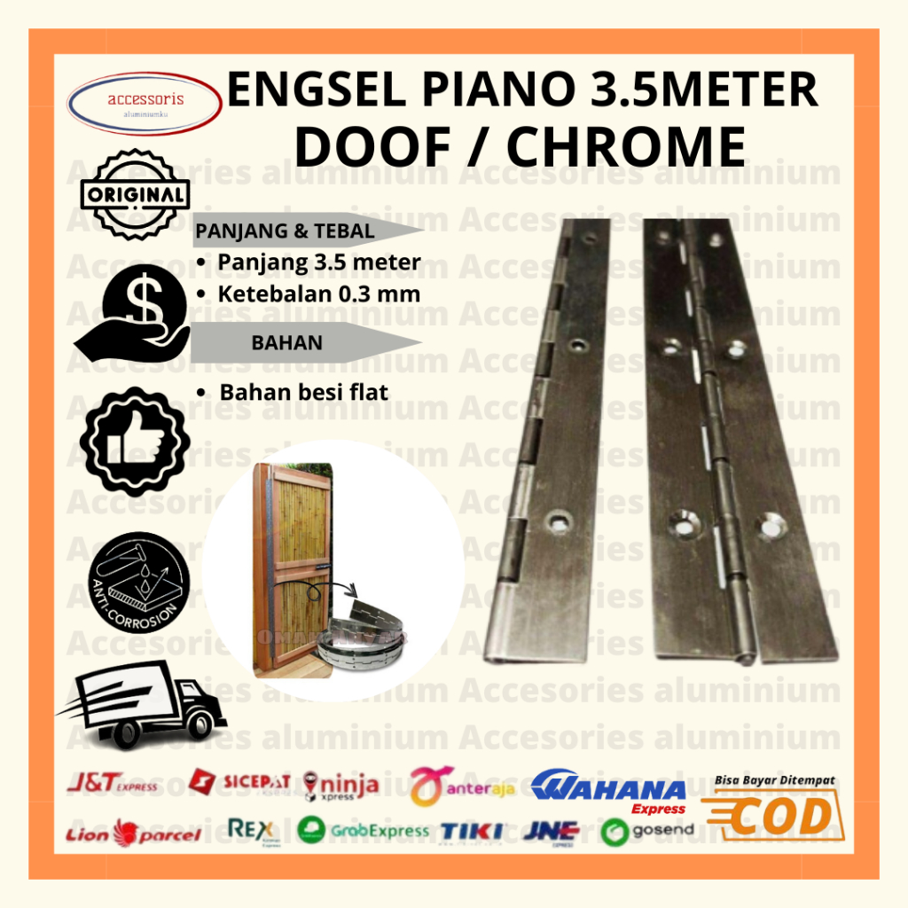 Jual Engsel Piano Doff Panjang 3.5 meter chrome / silver | Shopee Indonesia