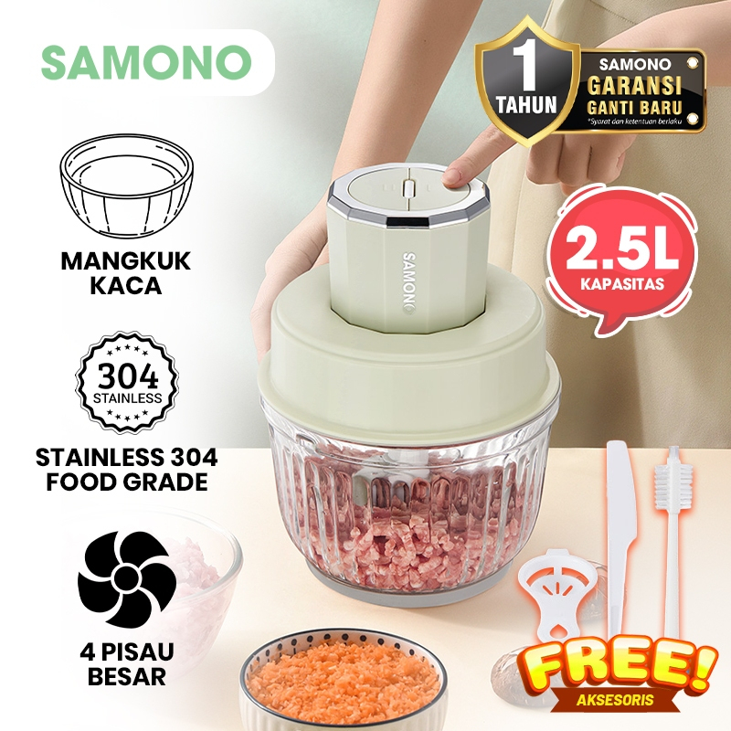 Jual SAMONO Food Chopper Daging dan Bumbu 2,5 Liter Wadah Kaca 350 Watt ...