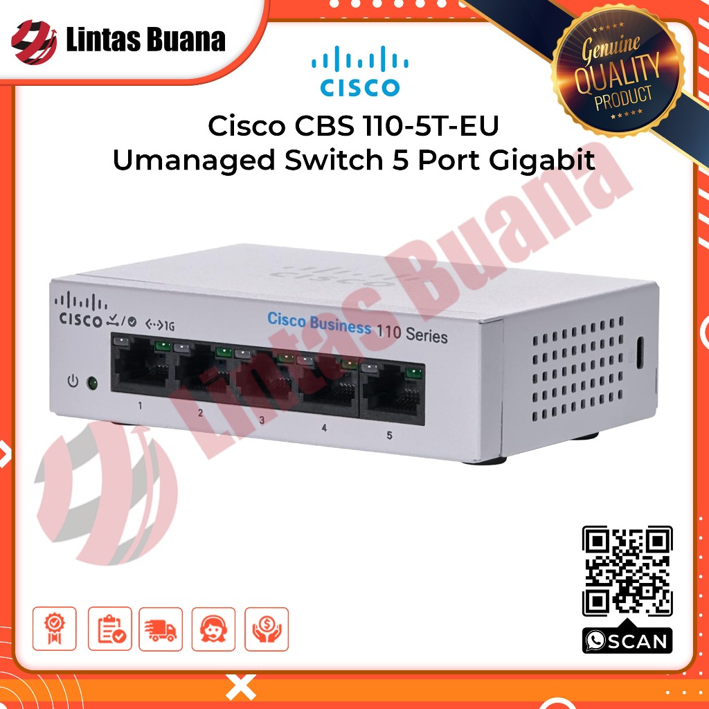 Jual Cisco 5 Port Gigabit Unmanaged Switch / CBS110-5T-EU | Shopee ...