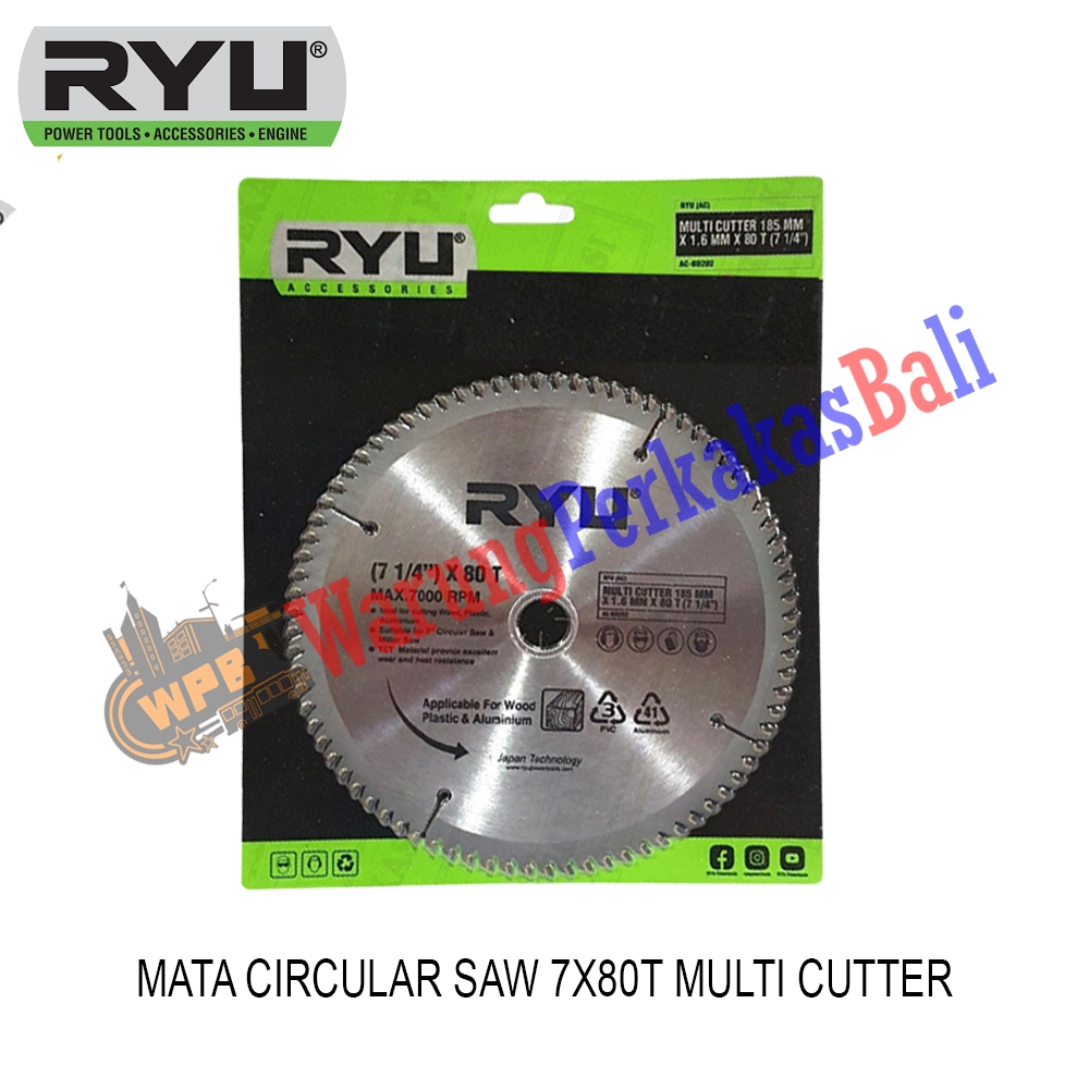 Jual RYU Mata Circular Saw 7 Inch 80T Multi Cutter Mata Gergaji Kayu Aluminium Circular Mitre ...
