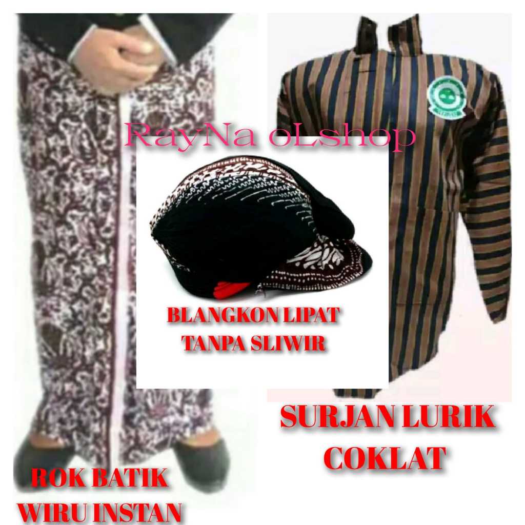Jual SET PAKAIAN ADAT JAWA PRIA / COWO / LAKI | SURJAN LURIK COKLAT HITAM + ROK BATIK WIRU ...