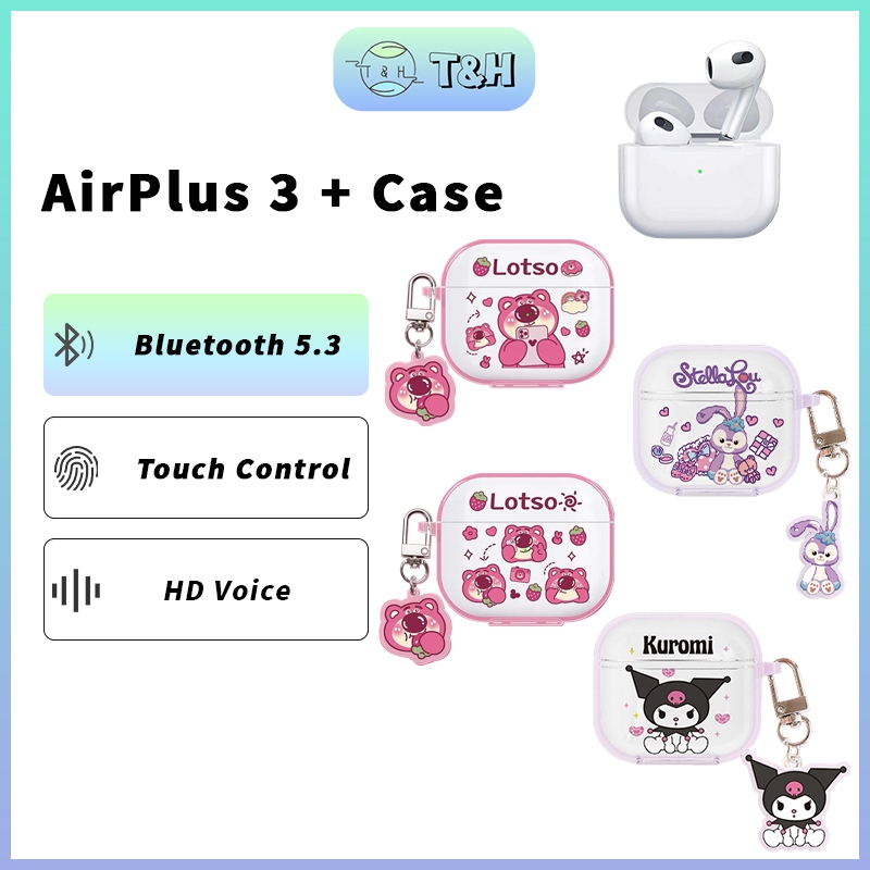 Jual (COD) TWS Airplus 3 + Free Case Headset Bluetooth Casing Kartun ...