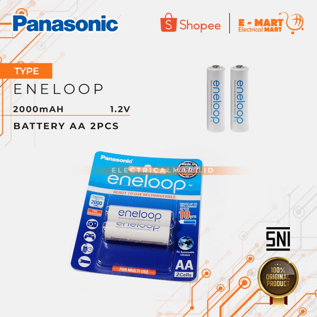 Jual Panasonic Eneloop Aa Battery Rechargeable 2000mah Isi 2pcs