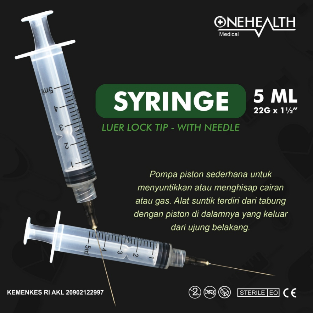 Jual Syringe 5cc / Spuit 5cc Onehealth / Jarum Suntik 5ml Per Pcs ...