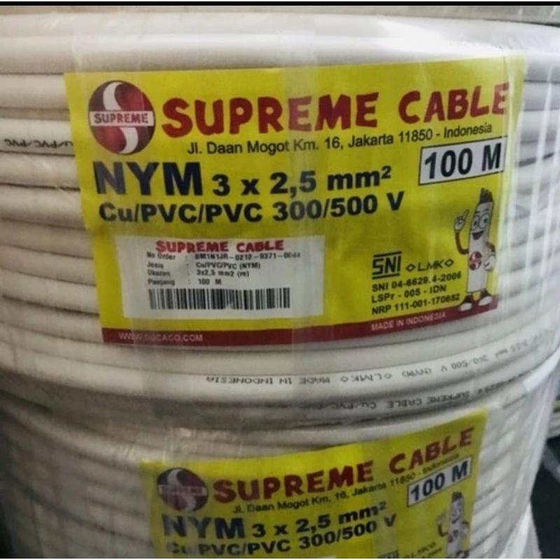Jual kabel supreme NYM 3x2.5 100m tunggal tembaga 100meter | Shopee Indonesia