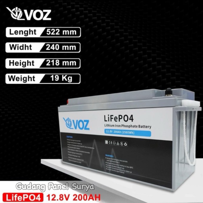Jual Aki Lithium VOZ Battery Lithium LiFePO4 12,8V 200AH voz LiFePo4 ...