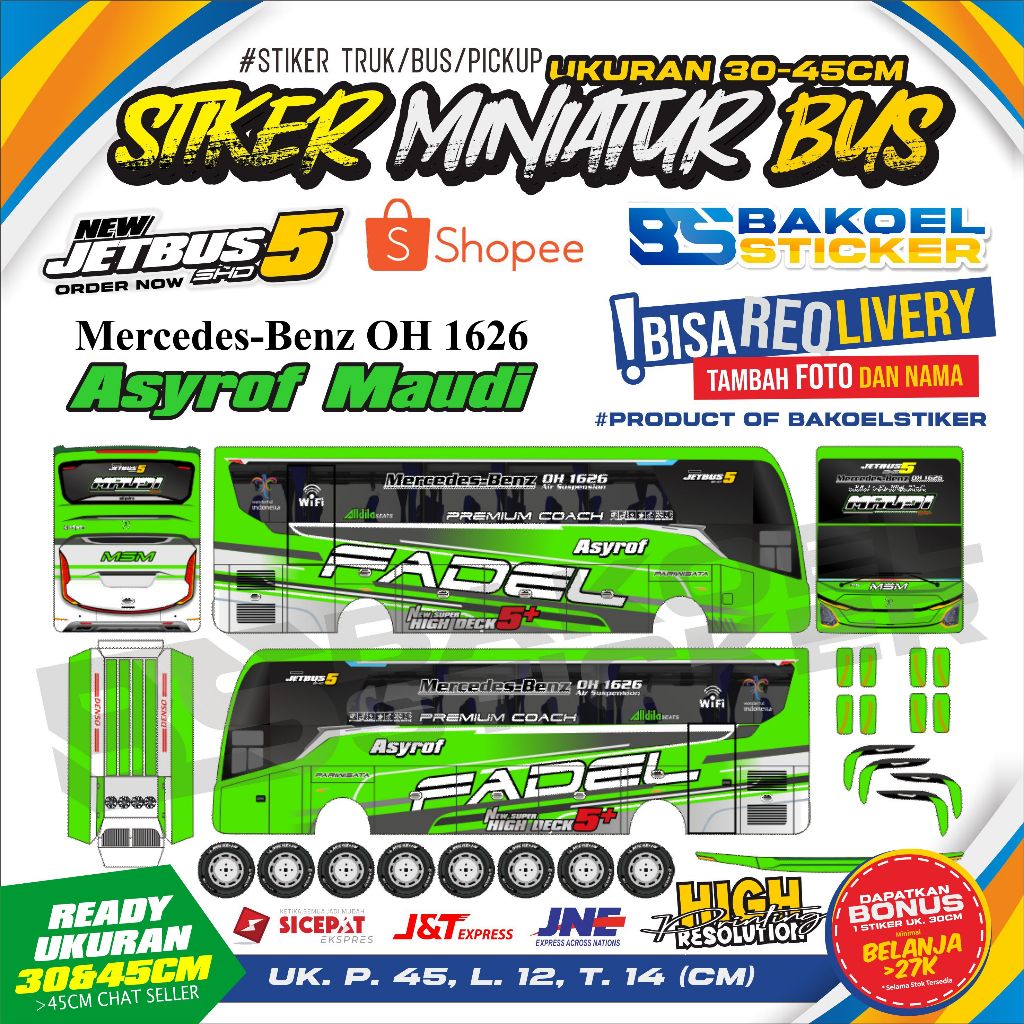 Jual STIKER MAINAN MINIATUR BUS PO. ASYROF MSM NEW JETBUS 5 UK. 30-45CM ...
