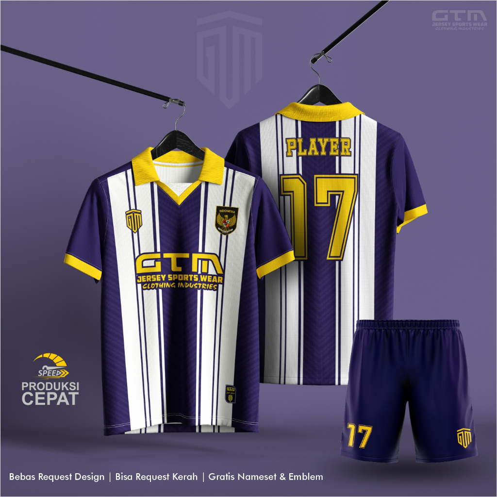 Jual JERSEY BOLA FUTSAL BIRU DONGKER KERAH RETRO ~ FREE CUSTOM DESIGN ...