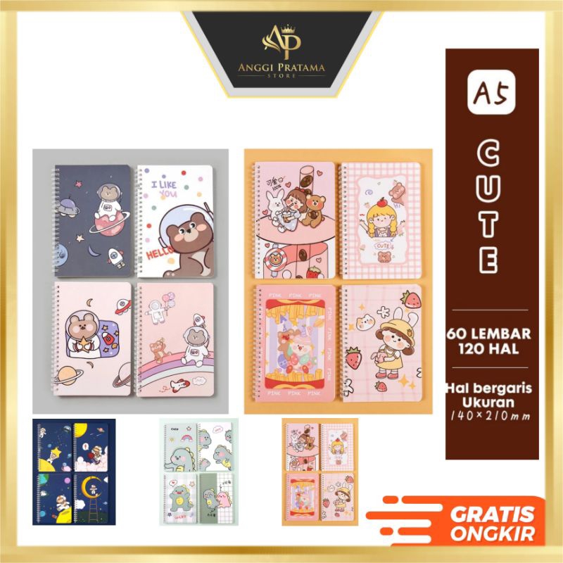 Jual Buku Tulis Ring A5 garis / Notebook catatan Sekolah spiral isi 60 ...