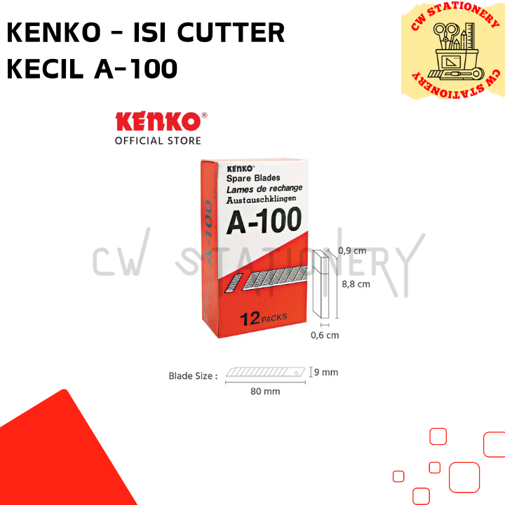 Jual Kenko - Isi / Refill Cutter Blade Kecil A-100 / A100 | Shopee ...