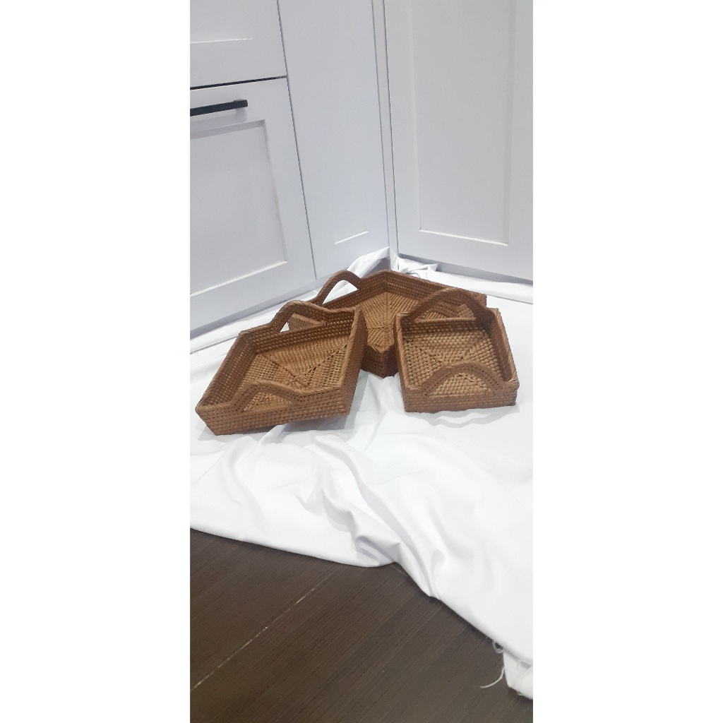 Jual Nampan rotan rattan bulat oval Persegi baki handmade lombok all ...