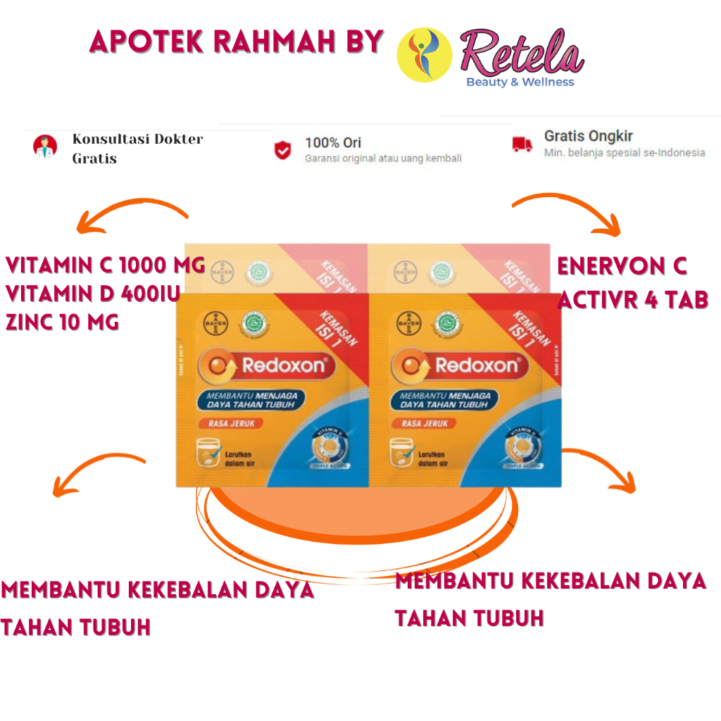 Jual REDOXON TRIPLE ACTION JERUK 1 STRIP 2 TABLET | Shopee Indonesia