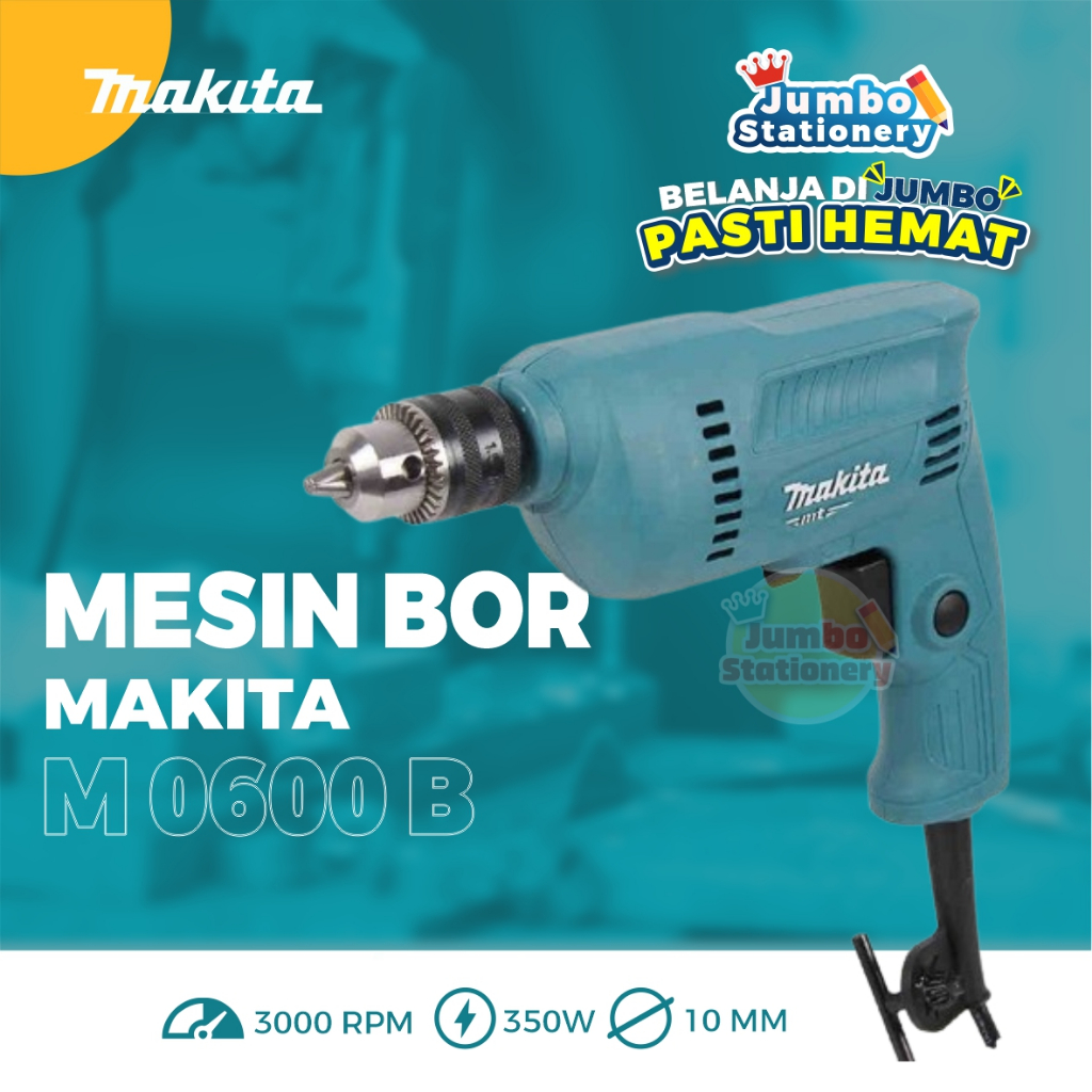 Jual MAKITA M0600B Mesin Bor Listrik 10mm Tangan Kayu Besi Electric Drill Reversible Bolak Balik ...