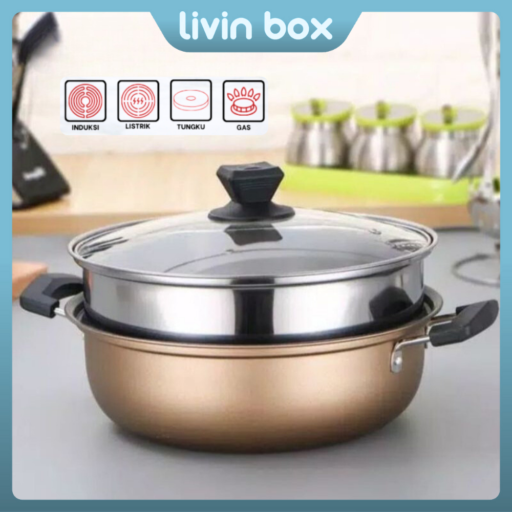 Jual LIVINBOX Panci Kukus Panci Rebus Panci Steamer Stainless Steel ...